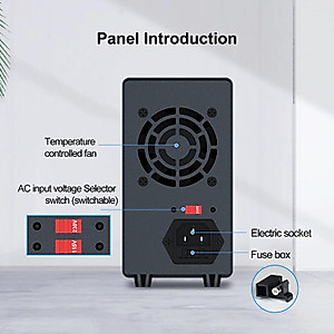 DC Power Supply Variable, Bench Power Supply with Encoder Adjustments Knob, USB Charge Interface, Variable Power Supply with USB Output Current Display, Over-Current Protection (30V 10 Black)