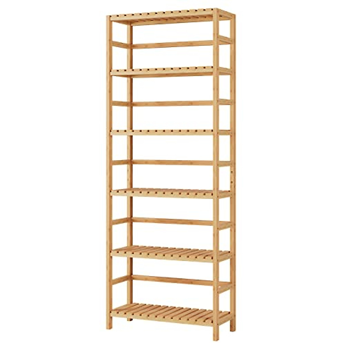 Bamjoy Bamboo Shelf, 6 Tier Bookcase Storage Shelves, Tall Book Rack Shelving Unit, Multipurpose Storage Display Shelf Adjustable Shelves Plant Stand for Home Office Bathroom Kitchen Living Room, 64"H