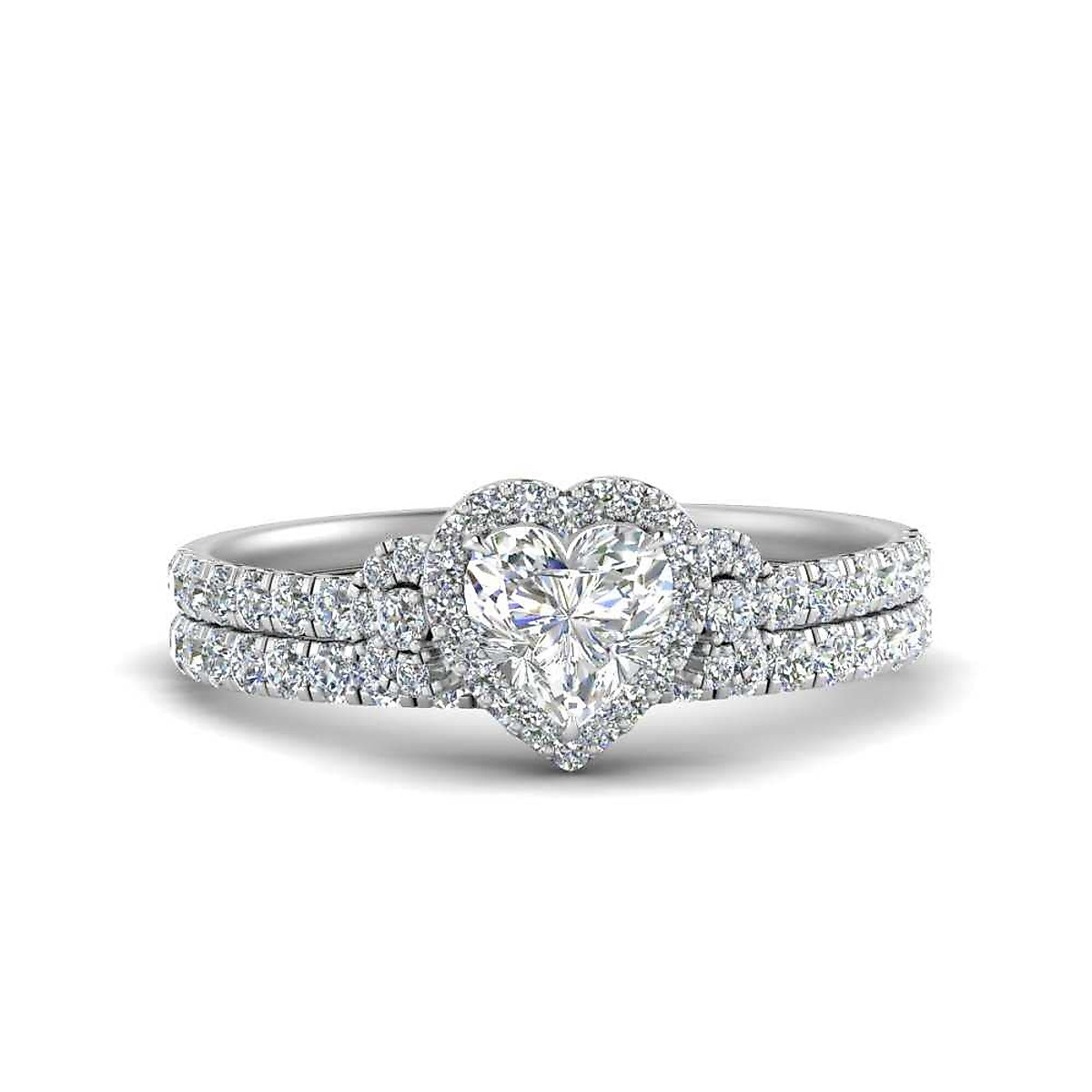 1.11 Carat Heart Shaped Diamond Wedding Ring Sets with White Diamond in 14K Rose Gold Birthstone Handcrafted Lightweight Modern Design Eternity Love and Promise Birthday Gift