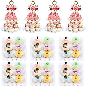 10 Pieces Cupcake Stand Set 4 Pcs 3 Tier Cake Stands Cupcake Tower Display Holder Cup Cake Tree Tower and 6 Pcs Appetizer Dessert Trays Table Set for Wedding Birthday Baby Shower Tea Party Decorations