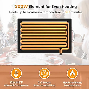 KOTEK Electric Warming Tray, Glass Top Hot Plate with Adjustable Temperature Control, Cool Touch Handles, Stainless Steel Panel, Extra Large Food Warmer for Buffets, Parties, Restaurants, Dinner (2)