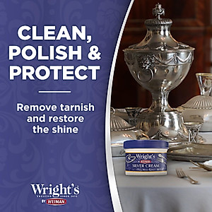 Wright's Silver Cleaner and Polish Cream - 8 Ounce with Polishing Cloth - Ammonia-Free - Gently Clean and Remove Tarnish without Scratching