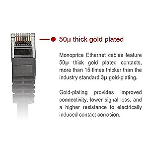 Monoprice - 109554 Cat5e Ethernet Patch Cable - Network Internet Cord - RJ45, Flat,Stranded, 350Mhz, UTP, Pure Bare Copper Wire, 30AWG, 30ft, Black