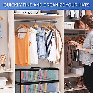 Fixwal 2 Pack Hat Storage Bag for Baseball, Caps Hat Organizer Case Hat Holder Rack with 2 Carry Handles for Closet Moisture & Dust Proof Holds Up to 20 Hats (Grey)