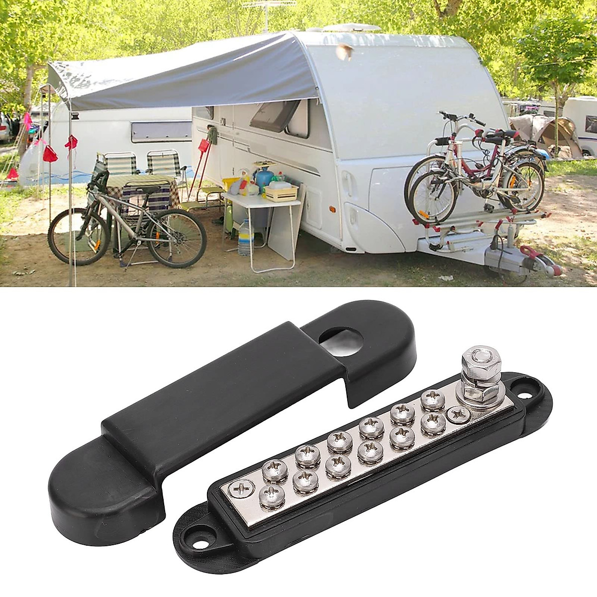 Power Distribution Terminal Blocks with Low Resistance and Good Conductivity, Removable Housing, Flame Retardant, for Car, Caravan, Yacht, Catamaran and Marine Power Systems