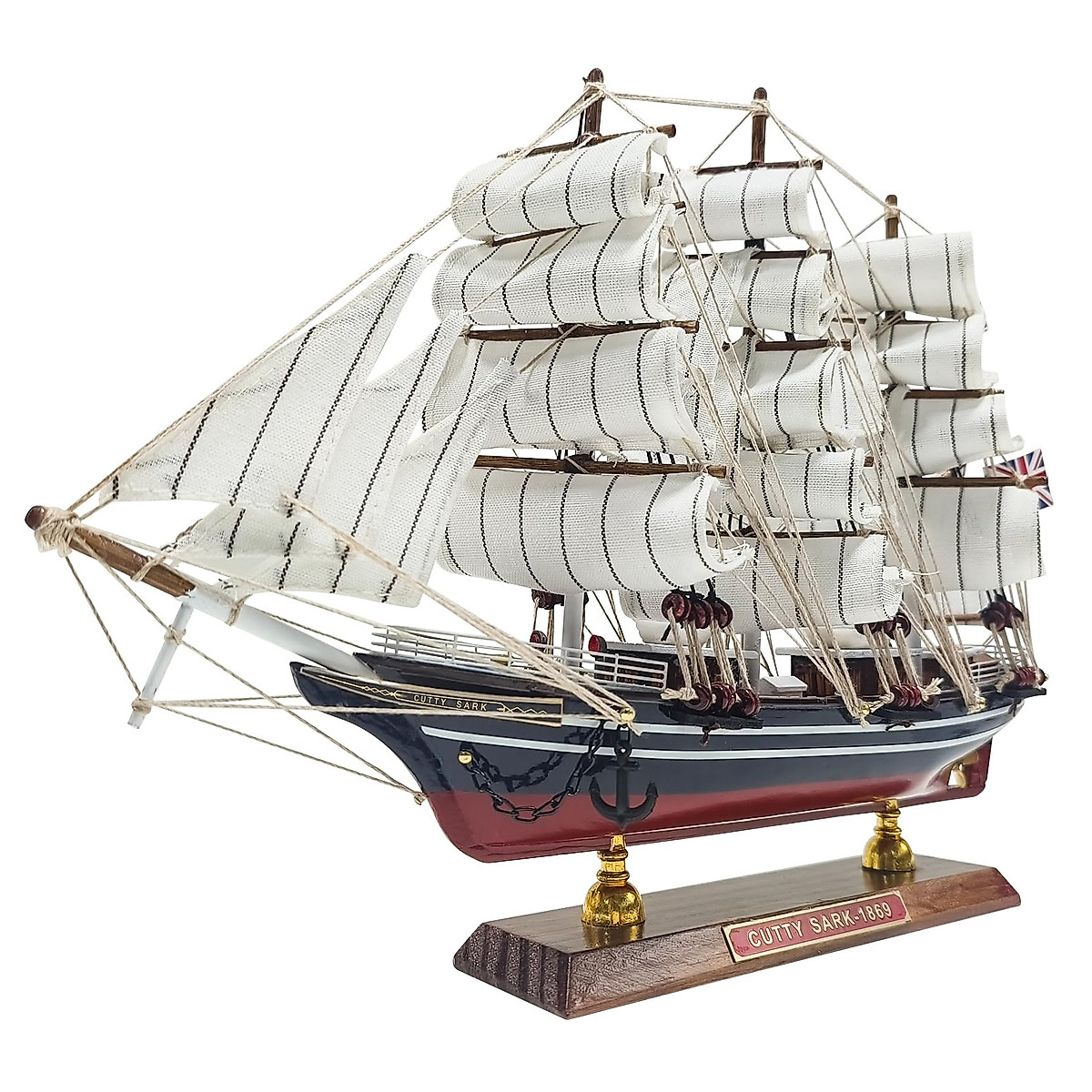 SAILINGSTORY Wooden Model Ship Clipper Cutty Sark 1/195 Scale Replica Ship Model Sailboat Decor Small