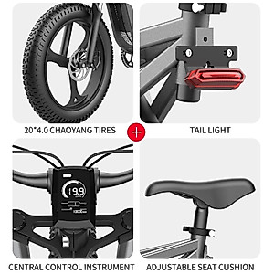 HESNDddzxc Electric Bicycle Electric Bike 20 Inch Thick Tires Mountain Electric Bicycle Super Level Snow EBike for Aldults Fat Tire