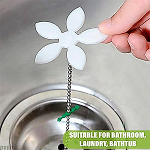 6Pcs Shower Hair Drain Catcher Shower - Disposable Hair Catcher Shower Drain Bathtub Drain Stopper Chain Flower Drain Protector Hook for Sink - Toilet Clog Remover Heavy Duty Drain Hair Catcher BURIUS