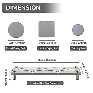 lemtrflo Instant Dry Sink Organizer | Bathroom Sink Caddy 11"*4.33" Diatomaceous Water Absorbing Stone Tray for Sink | 2PCS Dish Drying Stone Kitchen Soap Tray Diatomite Coasters for Sink Accessories…