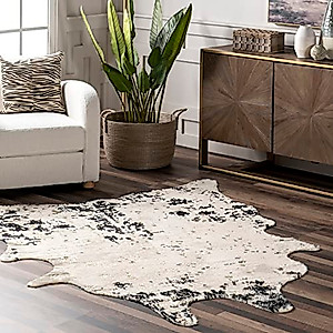 nuLOOM Iraida Contemporary Faux Cowhide Area Rug, 3' 10" x 5', Black