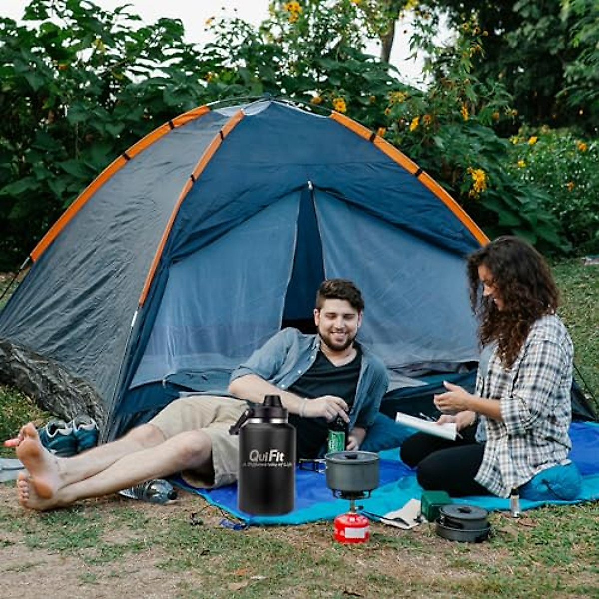 QuiFit 64 oz Insulated Water Bottles with Handle,Leak Proof, BPA Free,Wide Mouth,Half Gallon Water Bottle Insulated Keeps Cold All Day, Stainless Steel Double Wall Vacuum Flask Metal Large Water Jug