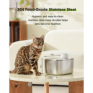 APD APETDOLA Wireless Cat Water Fountain, 135 fl oz/4L Battery Operated Cat Fountain Stainless Steel with Water Level Window, 3 Work Modes, Cordless Pet water Fountain for Cats, Dogs, Pets, Inside