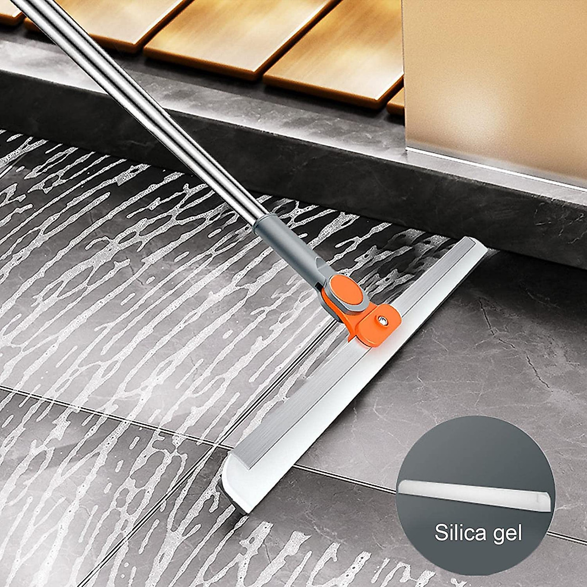 Floor Scraper, Long Handle Wiper Broom, Multi-Purpose Rotating Floor Scraper, Wet and Dry, Kitchen Sweeping Hair, Tile Pet Hair Floor Glass Window Water Foam Deep Cleaning