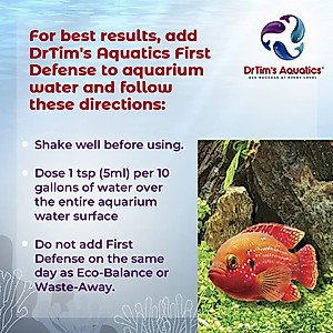 DrTim's Aquatics First Defense for Freshwater Aquariums – Stress Relief & Immune System Support with Vitamins Immunostimulants Fish Tanks 4oz.