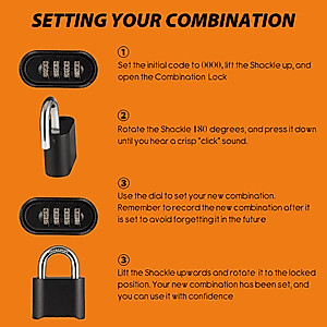 WULALACK Outdoor Combination Lock, Heavy Duty Weatherproof Pad Locks with Code, Resettable Padlock Combination for Sheds Fence, Gate Hasps, Storage Unit