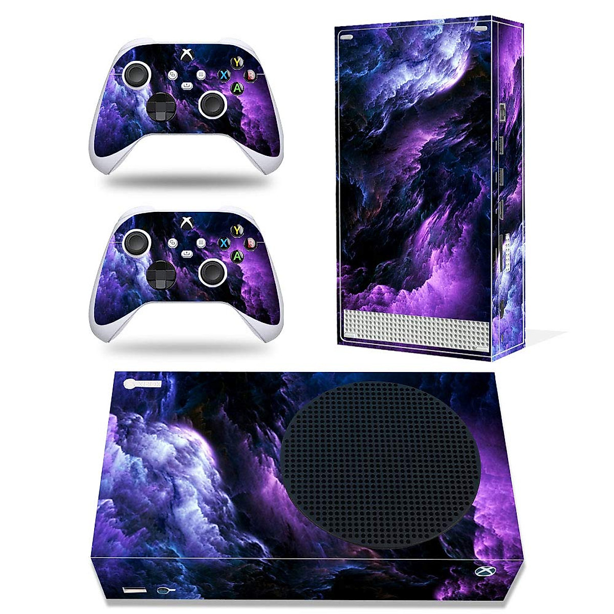 LIZVISION Whole Body Protective Vinyl Skin Decal Cover for Microsoft Xbox Series S Console, Xbox Series S Skins Wrap Sticker with Two Free Wireless Controller Decals - Purple Universe