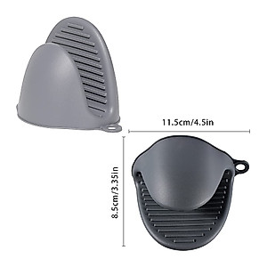 4PCS Oven Gloves, Silicone Oven Mitts Heat Resistant, Silicone Potholders for Kitchen, Anti Scalding and Non Slip Food Grade Silicone Gloves for Kitchen Cooking Baking and Grilling, Grey Black