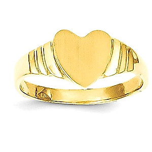 IceCarats 14K Yellow Gold Heart Love Custom Engraved Signet Ring Handmade Personalized Monogram Initial Letter Band Size 3.5