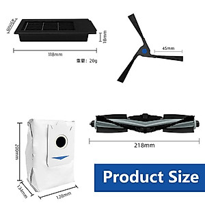 17PCS Replacement Accessories Set for Ecovacs Deebot X2 Omni / X2 / X2 Pro / DEX86 Robot Vacuums, 1 Main Brush, 4 Side Brushes, 4 Filters, 4 Mop Cloth, 4 Dust Bags