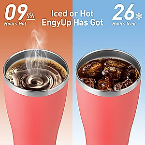 EngyUp 30 oz Insulated Tumbler with Lid and Straw, Healthier Small Molecule Water Insulated Cup, Reusable Stainless Steel Coffee Tumbler, Travel Coffee Mug, Dishwasher-safe Thermal Cup, Pink