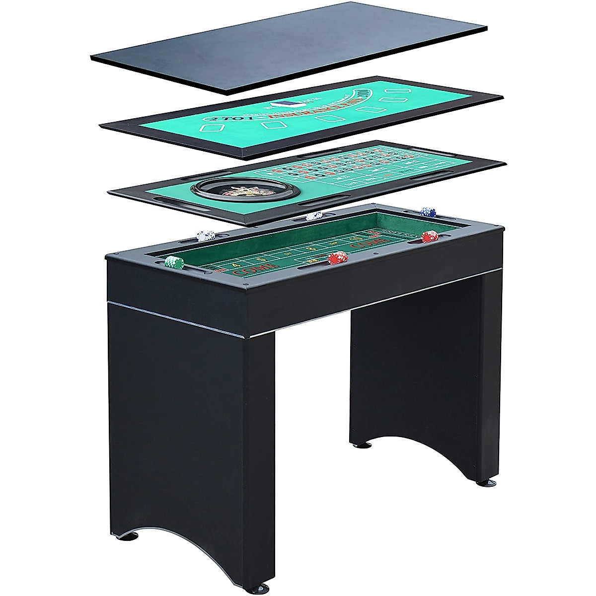 Hathaway unisex adult Classic Monte Carlo 4 in 1 Casino Game Table, Black, Craps and Bar Table Includes Accessories US