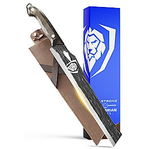 Dalstrong Slicing Knife - 12 inch Carving - Barbarian Series - Premium Swedish 14C28N High Carbon Stainless Steel - Brown Stabilized Wood Handle - Leather Sheath