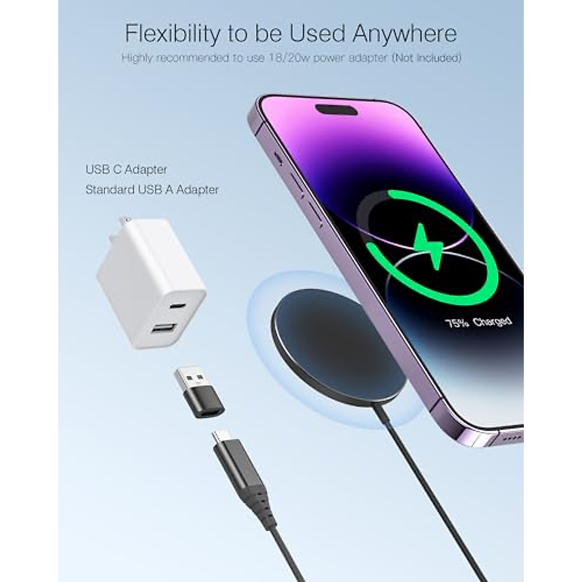 iXular Magnetic Wireless Charger 15W Compatible with Mag-Safe Charger for iPhone 15 14 Pro Max Plus/13 Pro Max Mini/12,Magnetic Wireless Charging Pad for Airpods 3/2/Pro,Mag Safe Charger (1 Pack)