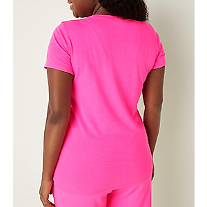 Victoria's Secret Women's Pink Logo Short Sleeve T-Shirt, Women T Shirt, Logo Pink, (XL)