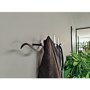 Signature Metal Wall Art for Entryway Clearance Zick Zack Coat Rack 5 Hooks Decorative Minimalist Design Housewarming Gift for Hanging Coats Hats Towels - Stainless Steel Matte Finish Waterproof