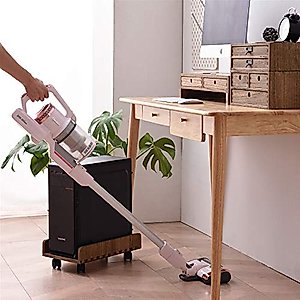 Kirigen Computer Tower Stand Cart - Heavy Duty Desktop Mobile Cart Holder for Computer Host with 4 Mute Caster Wheels - Wood Rolling ATX PC Case Rack, CPU Case Protecting Shelf (ZJJ Dark Brown)