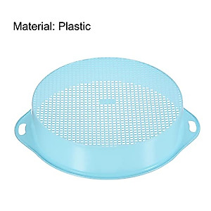 MECCANIXITY Garden Sifting Pan, Round Potting Sieve Plastic Mesh Filter Soil Screen Gardening Tool for Garden Yard, Blue