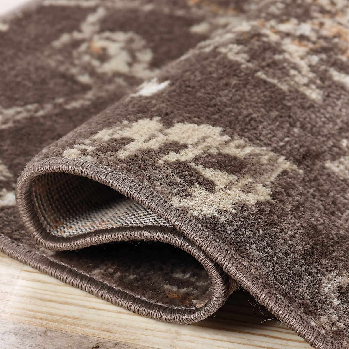 Superior Indoor Large Area Rug for Hallways, Entry, Office, Living/Bedroom, Hardwood, Tile, Floor Cover, Plush Carpet Cover, Modern Farmhouse Floral Decor, Jacobean Collection, 5' x 8', Chocolate