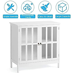 MELLCOM Wooden Storage Cabinet, Sideboard Console, Buffet Cabinet Entryway Kitchen Dining Console Living Room, White