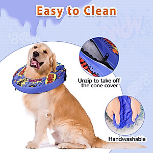 Crazy Felix Dog Cone Alternative After Surgery, Soft Inflatable Dog Cone for Small, Medium and Large Dogs, Dog Donut Cone to Stop Licking and Chewing, Dog Protective Recovery Cone(Blue,L)