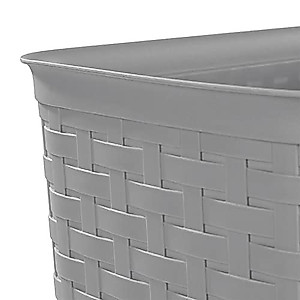 Sterilite 10386A06 Weave 5.8 Gallon Plastic Home Office Bedroom Bathroom Waste Bin Basket Trash Garbage Can, Cement Gray (18 Pack)