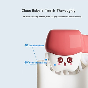 soobei Kids U-Shaped Toothbrush,Food Grade Soft Silicone Brush Head, 360° Oral Teeth Cleaning Design for Toddlers and Children (6-12Ages,Pink)