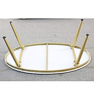 Oval Modern Coffee Table/Glamour Style for Living Room, White/Black Faux Marble, Coffee Table with Adjustable Foot Pad for Office Decoration (Black + White 120 * 60cm)