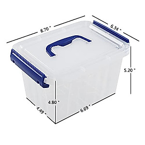 Dehouse 4-Pack 3 L Plastic Mini Storage Latch Box, Clear