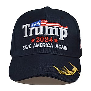 AYRXG 2024 Trump Hat Campaign Rally Save America Again Embroidered Adjustable Black Baseball Cap for Both Men and Women