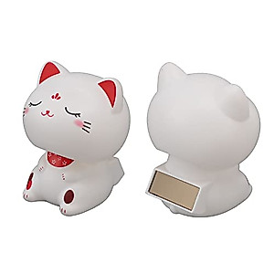 Zunate Bobble Head Nodding Cat for Car Dashboard,Solar Lucky Nodding Cat Car Decoration,Cute Miniature Cat Figure Automobile Decoration, Gifts for Men (Smiling Face)