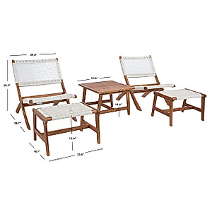 SAFAVIEH Outdoor Collection Casella Natural/White Woven 5-Piece Patio Set