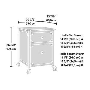 Sauder Steel River Pedestal File Cabinet, L: 20.87" x W: 23.86" x H: 26.58", Milled Mesquite Finish