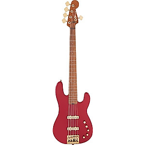 Charvel Pro-Mod San Dimas Bass Guitar JJ V, Caramelized Maple Fingerboard (Candy Apple Red)