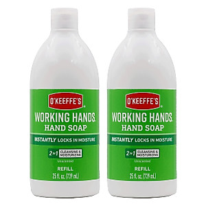 O'Keeffe's Working Hands Moisturizing Hand Soap, 25 Ounce Bottle Refill, Unscented (Pack of 2)