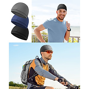 9 Pcs Cooling Skull Cap Camo Liner Sweat Wicking Lightweight Cycling Cap Running Head hat for Men Women(Solid Style)