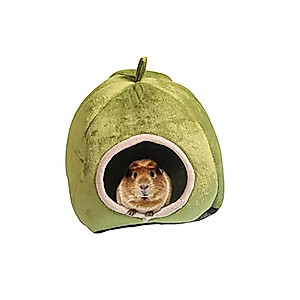 QWINEE Pet Portable Fruit House Hut Cozy Warm Sleeping Bed Hanging Nest Accessories for Hamster Guinea Pig Hedgehog Chinchilla Hamster and Small Animals Green One Size