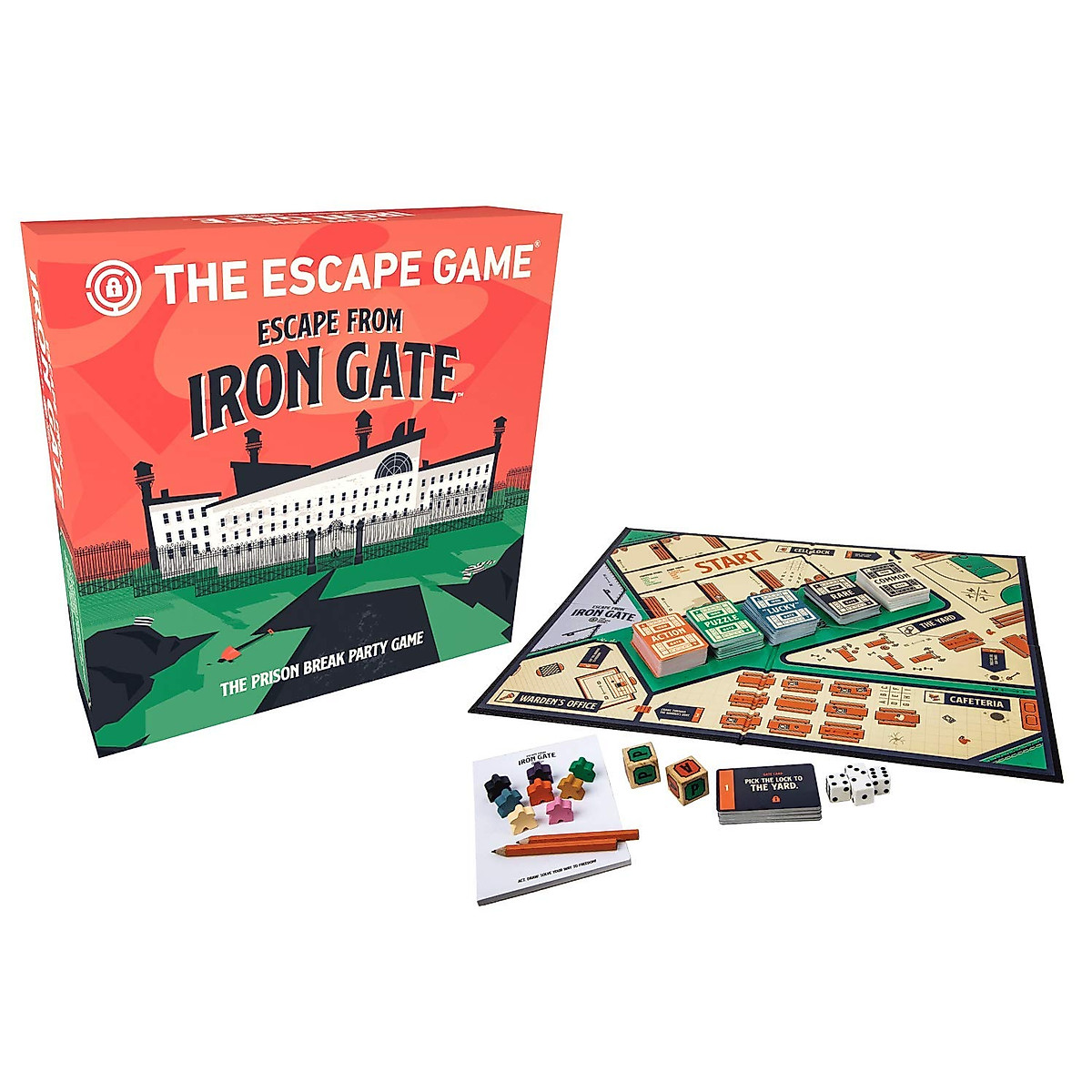 The Escape Game: Escape from Iron Gate - The Puzzle Completing, Drawing, Acting and Trading Prison Break Party Game by Pressman, Multi Color