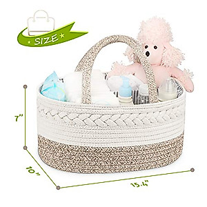 Baby Diaper Caddy Organizer, Stylish Cotton Rope Baby Basket Nursery Storage Organizer for Changing Table, Maliton Extra Large Diaper Caddy for Baby Stuff, Baby Registry Must Haves