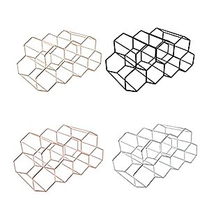 DOUBA Metal Honeycomb Wine Rack Wine Bottle Storage Desktop Wine Rack Hexagonal 9 Bottle Wine Rack Display (Color : E, Size