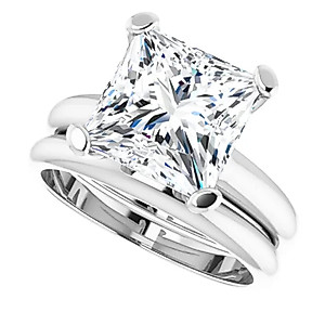 4 CT Princess Cut Engagement Ring Set for Women Moissanite Rings Solitaire Promise 925 Silver 10K/14K/18K Solid White Gold Bridal Ring Set (7)